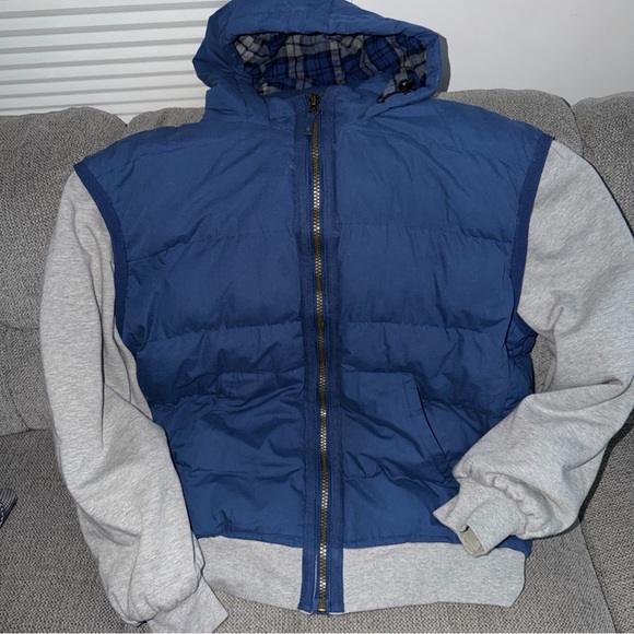elkmont outfitters | Jackets & Coats | Mens Blue And Gray Hooded Puffer ...